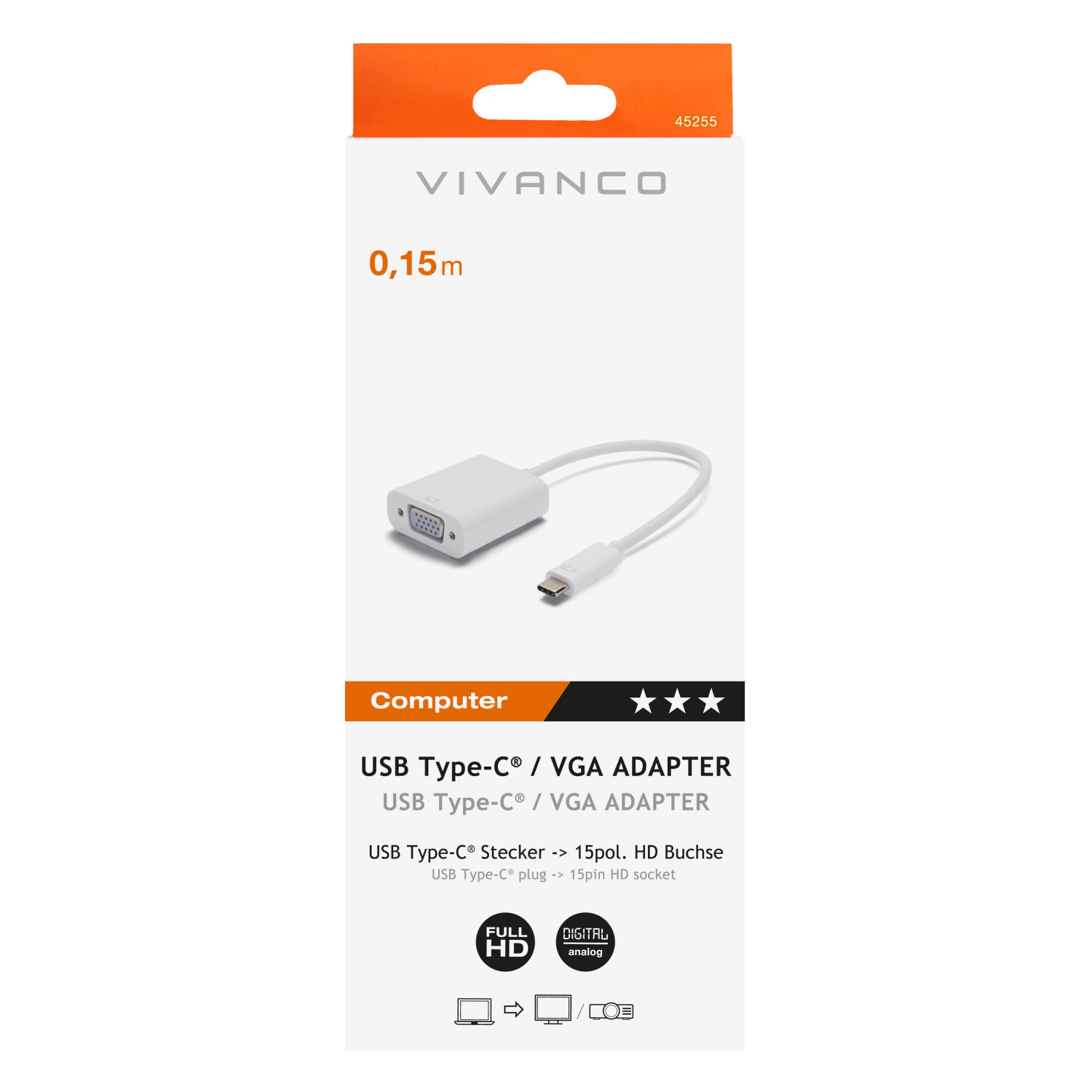 VIVANCO USB-C v VGA Adapter 45255 CA UC - electronic4you Slovenija