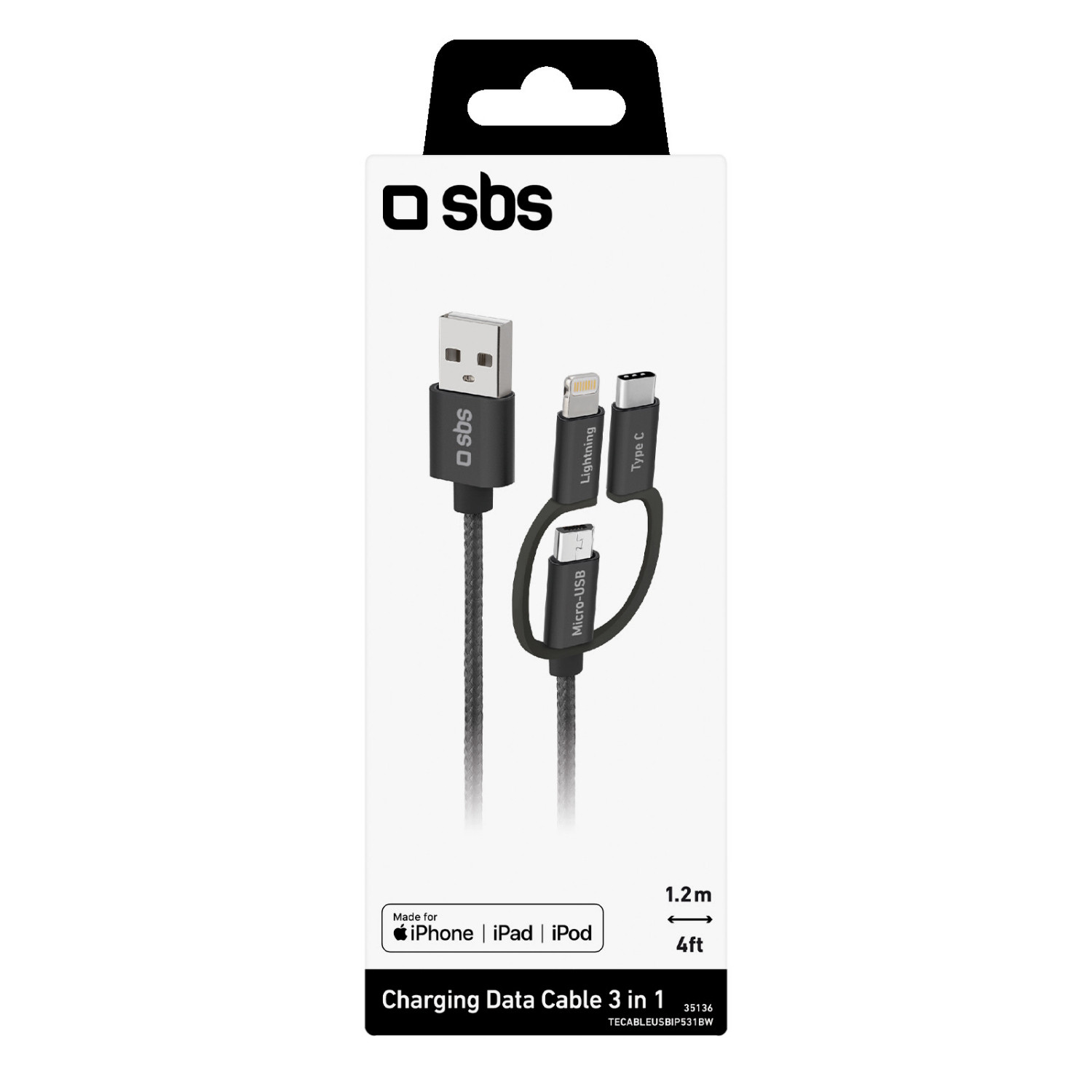 SBS 3-v-1 kabel 1,2 m kabel crna - electronic4you Slovenija